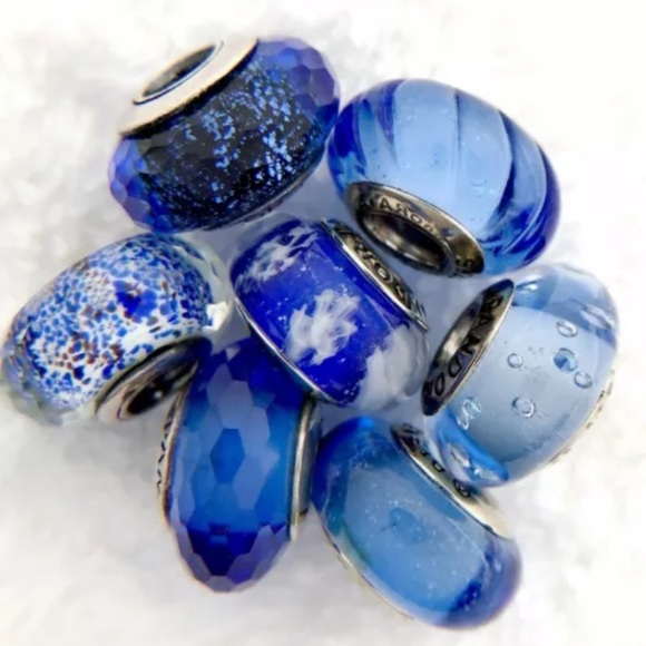 Pandora | Jewelry | Pandora Blue Murano Charm Set | Poshmark